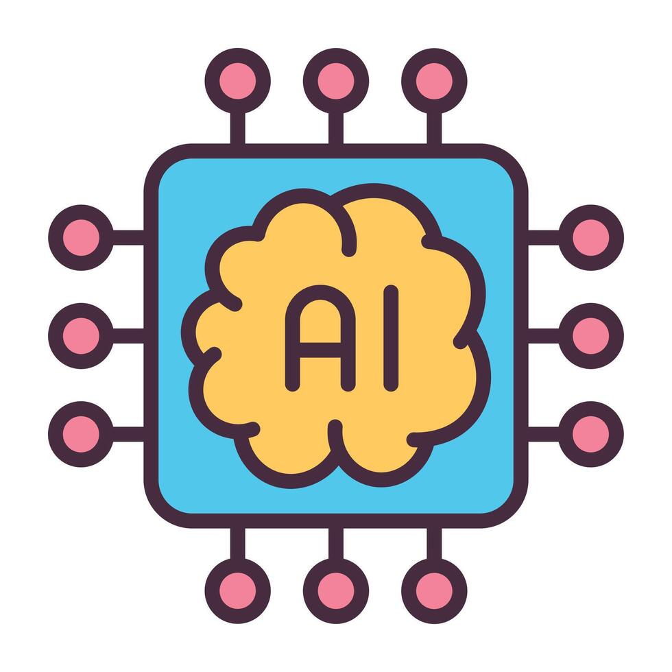 Artificial intelligence chip and machine learning icon. 65403943 Vector ...