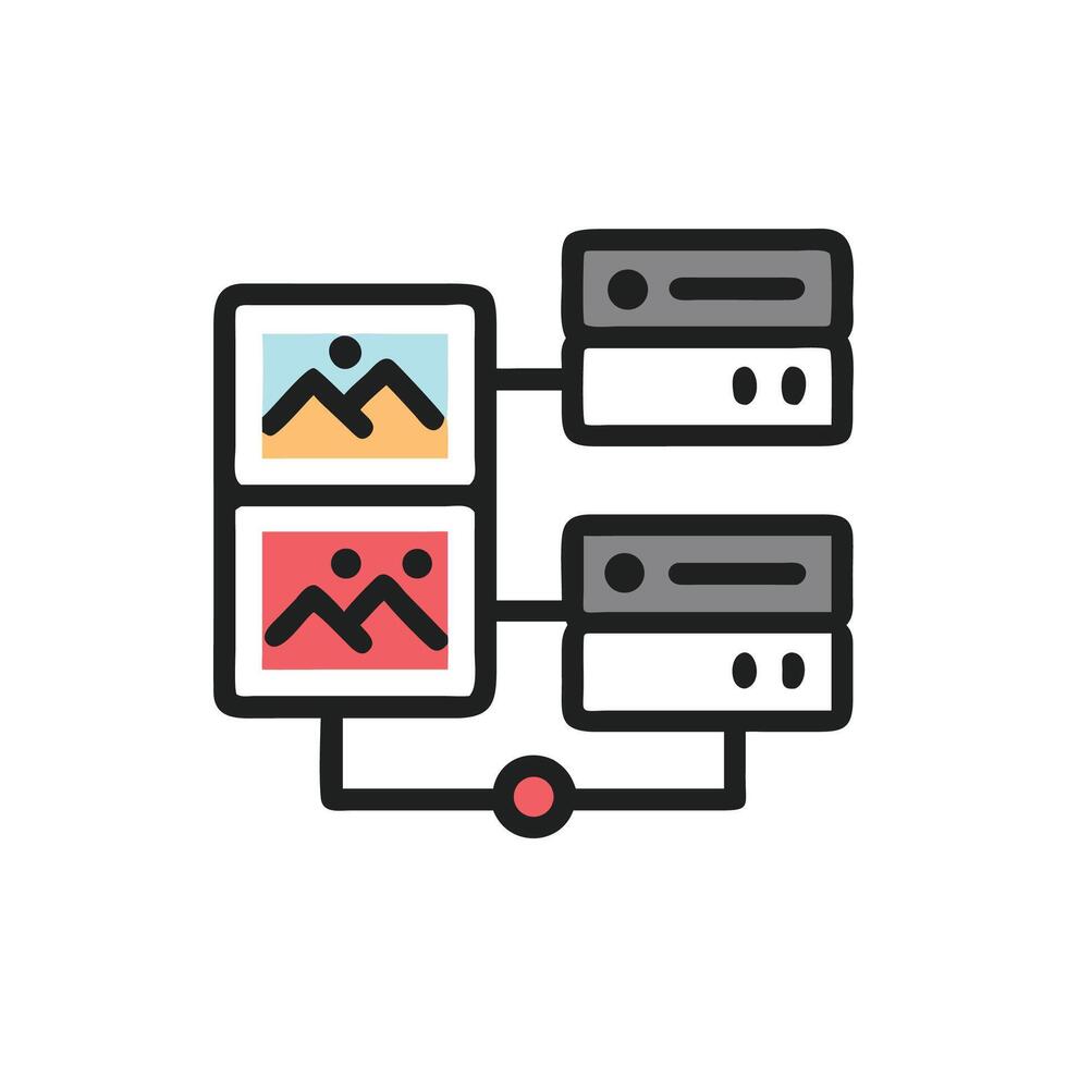 Data flow from images to servers in network diagram 65410607 Vector Art ...