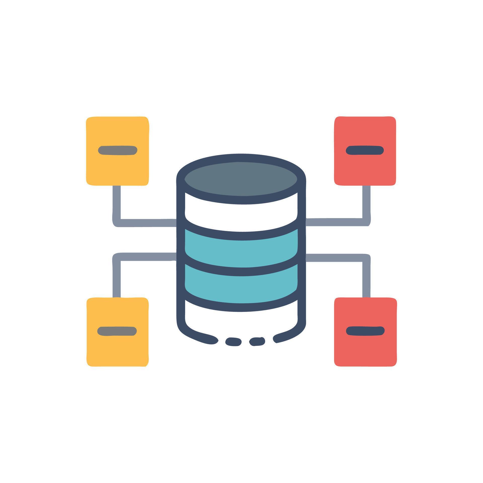 Flat icon of database connected to external nodes 65410723 Vector Art ...