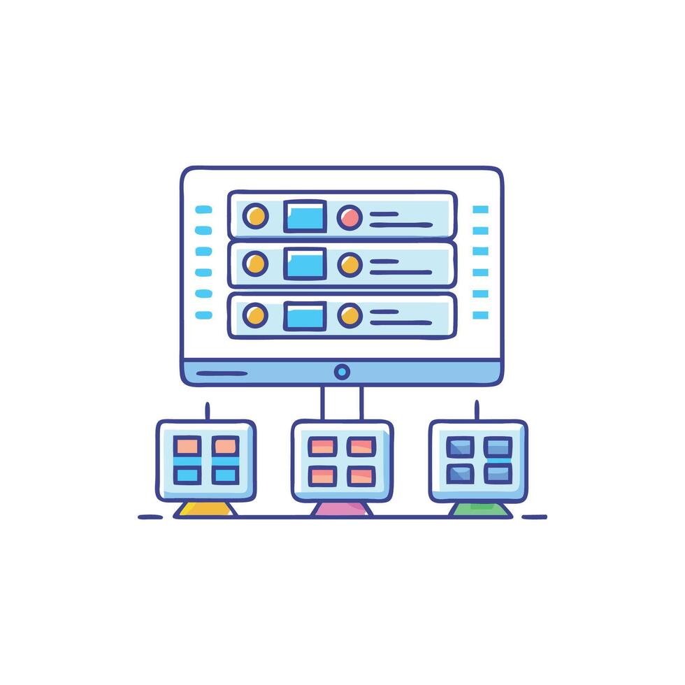 Server network infrastructure connecting to multiple database nodes ...