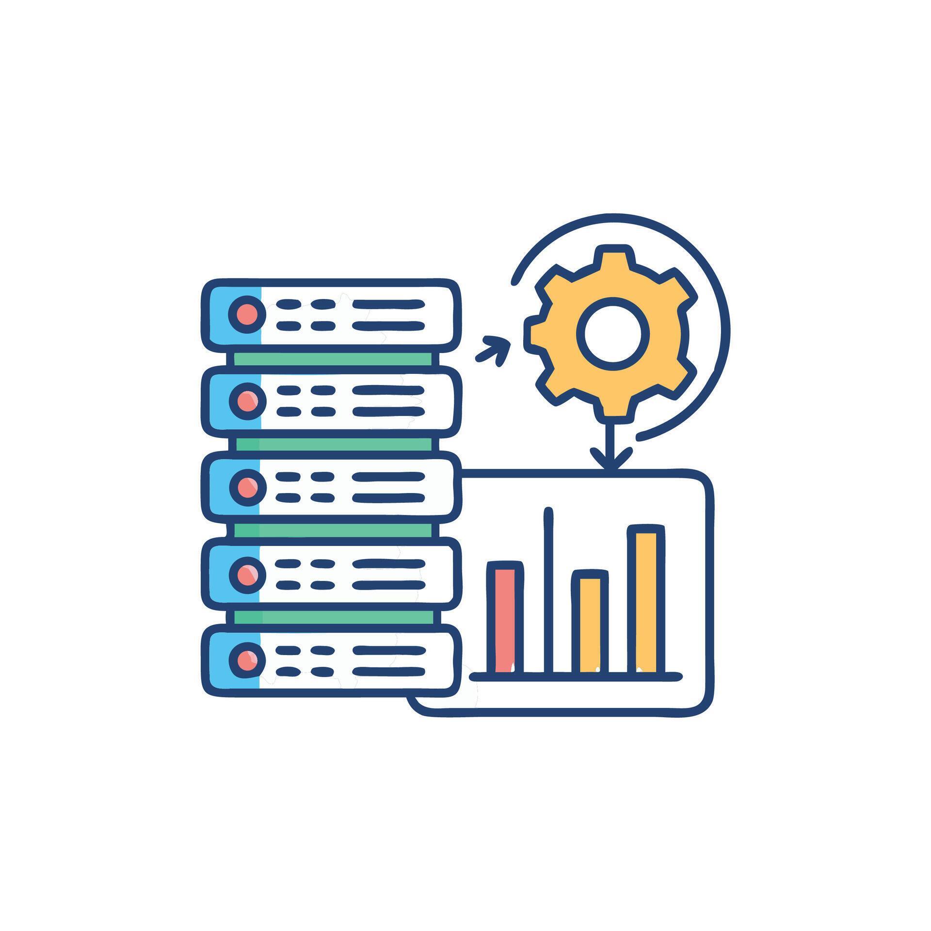 Database servers processing with automated gear transforming data to ...