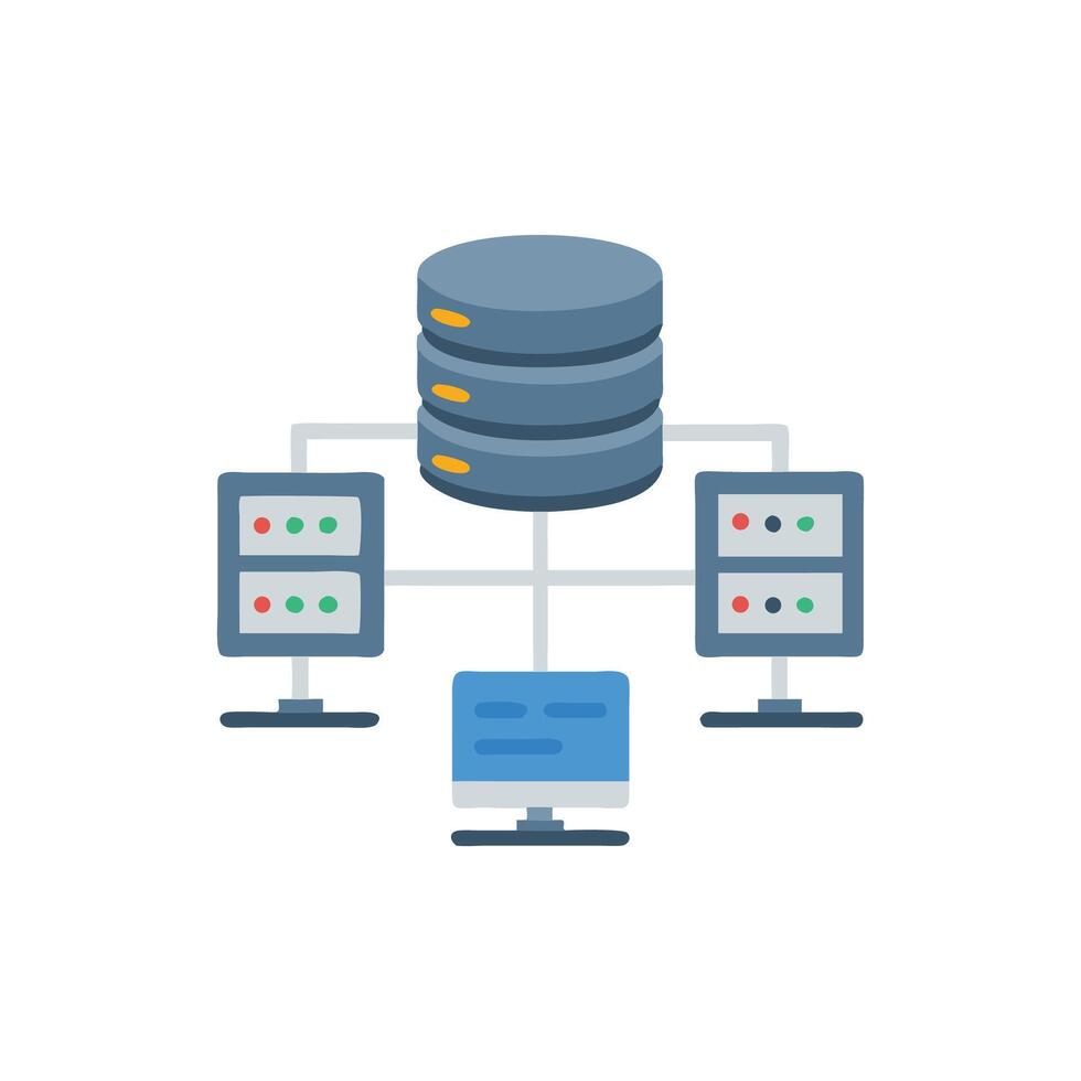 Network diagram showcasing a centralized server connected to devices ...