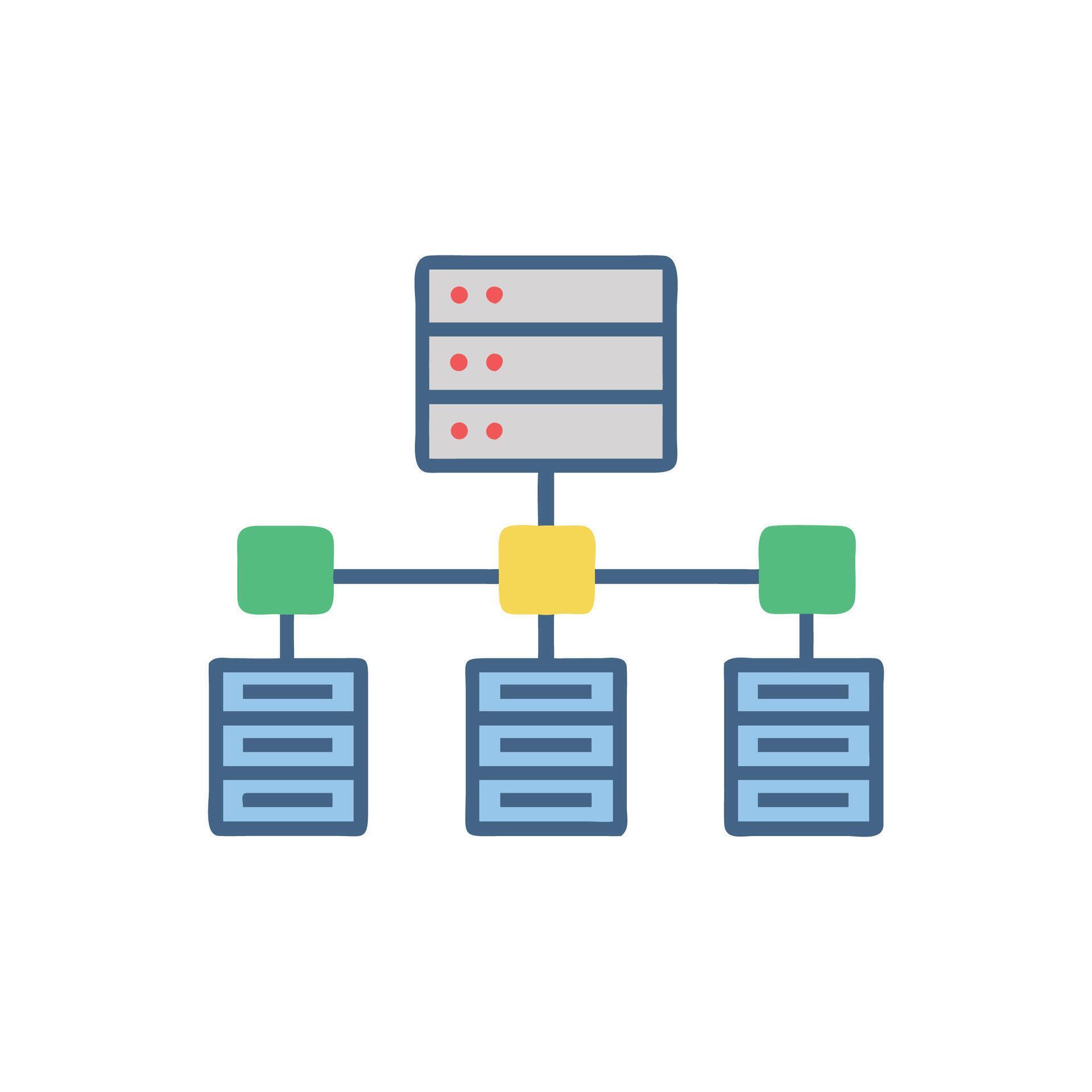 Simplified diagram showcasing server architecture with connected ...
