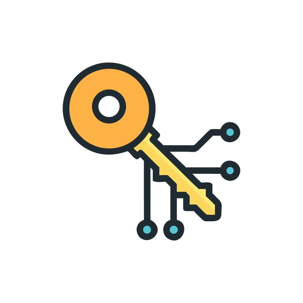 Digital key icon with circuits on White Background 65410872 Vector Art ...