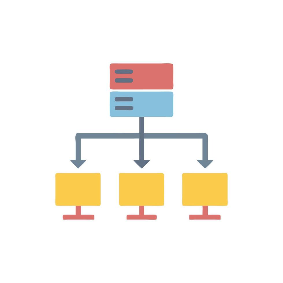 Network architecture diagram featuring server and client connections ...