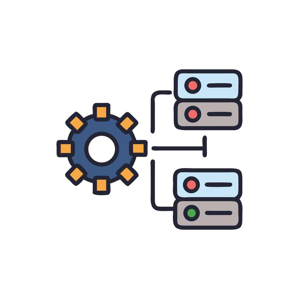 Gear linking to servers graphic for network or database 65410922 Vector ...