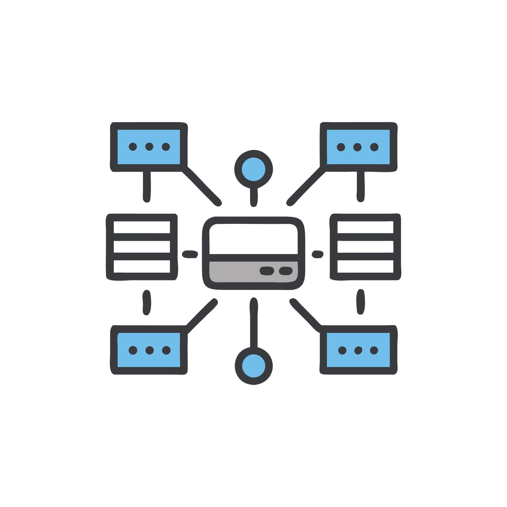 Abstract Data Server Network Connection With Interconnected Nodes