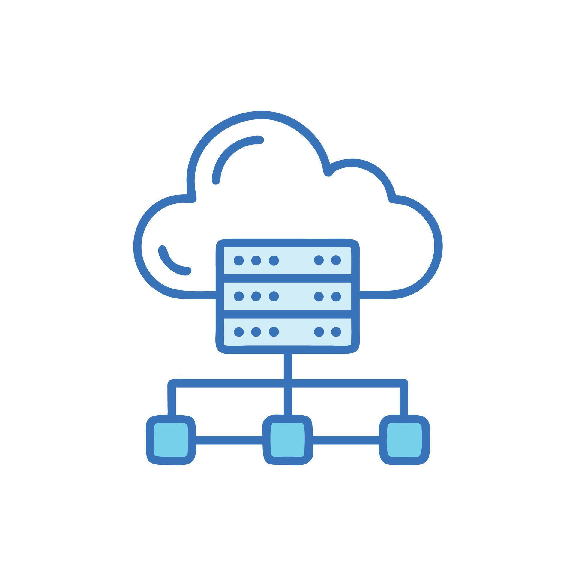 Blue schematic cloud computing database with connected nodes concept ...