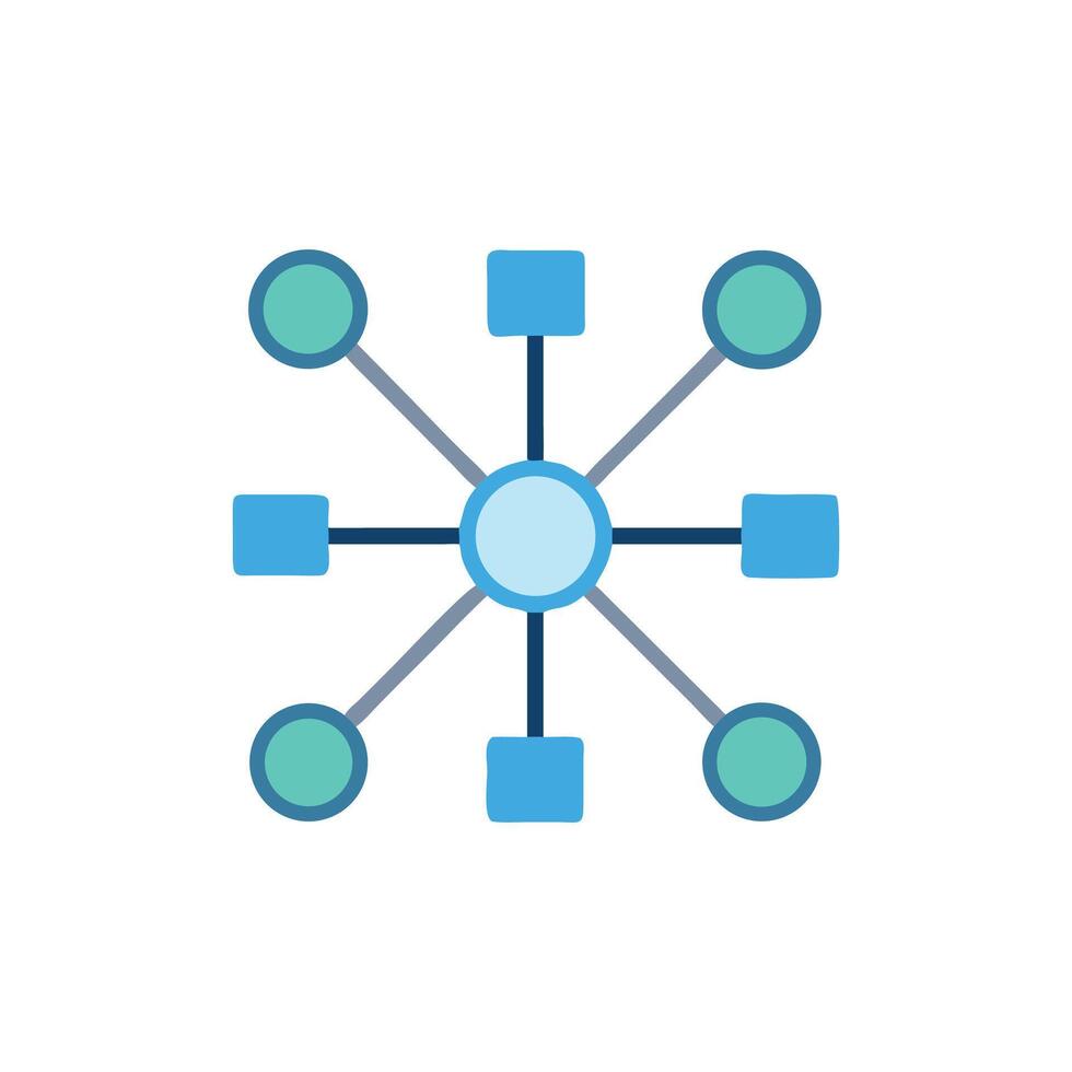 Stylized Network Hub Connecting Circular and Square Nodes 65411538 Vector Art at Vecteezy