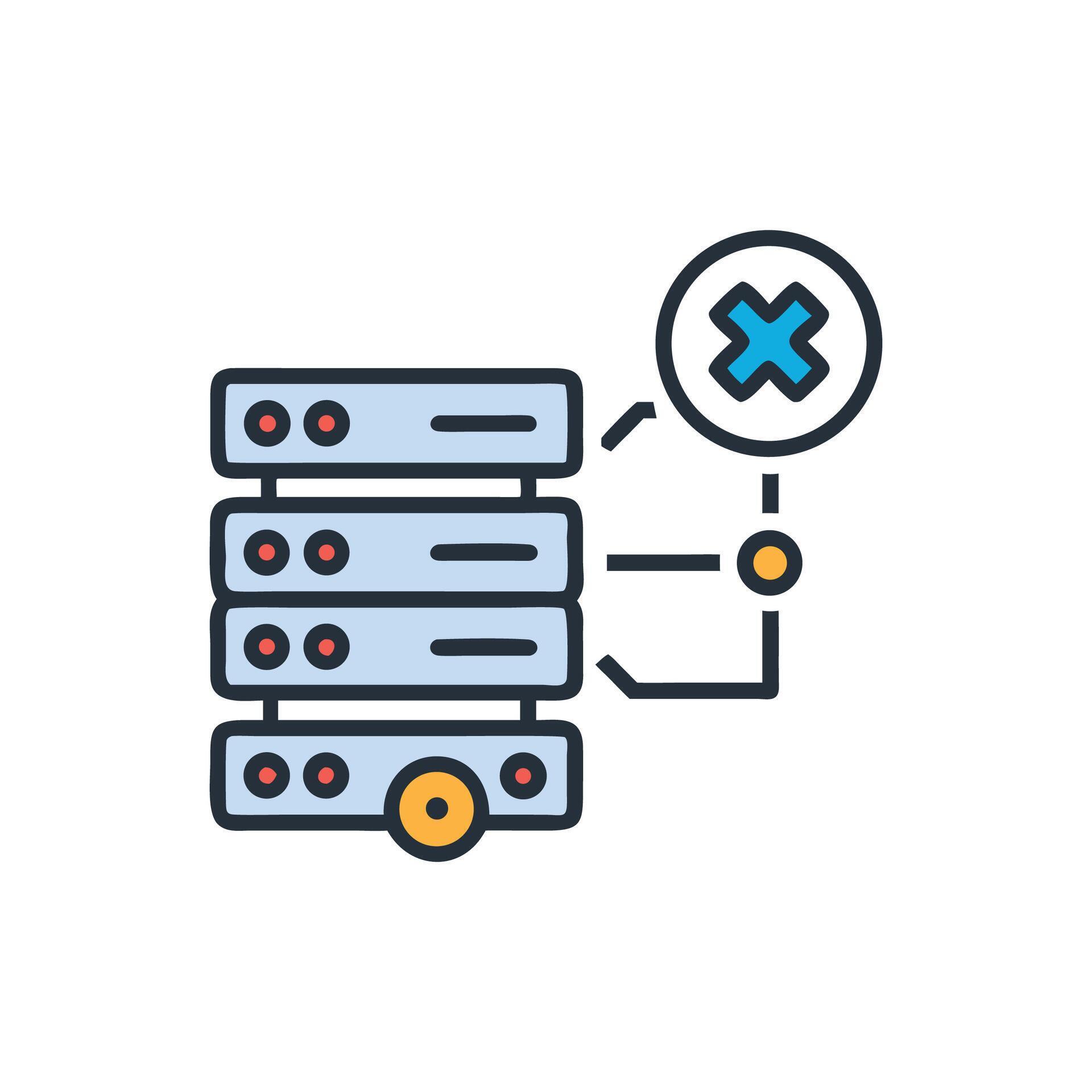 Server Error Icon With Data Rack Flat Design Style 65411956 Vector Art At Vecteezy