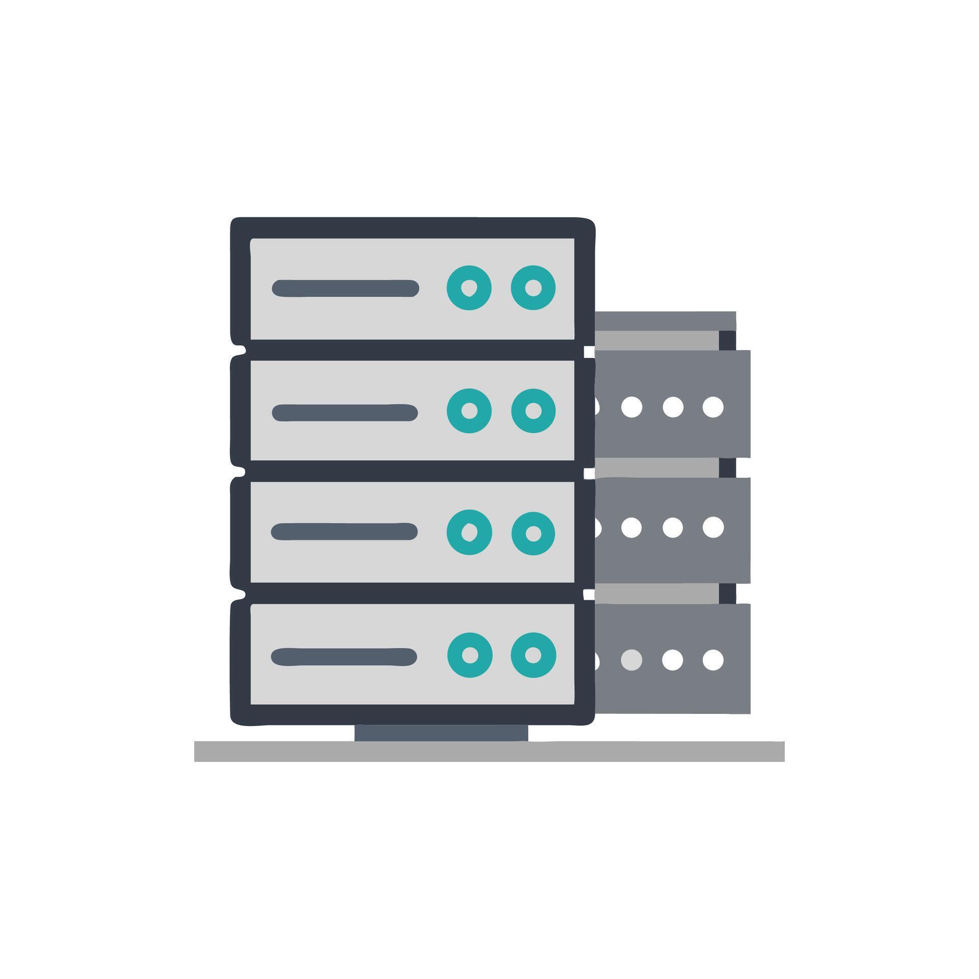 Stylized server stack icon depicting data storage infrastructure ...