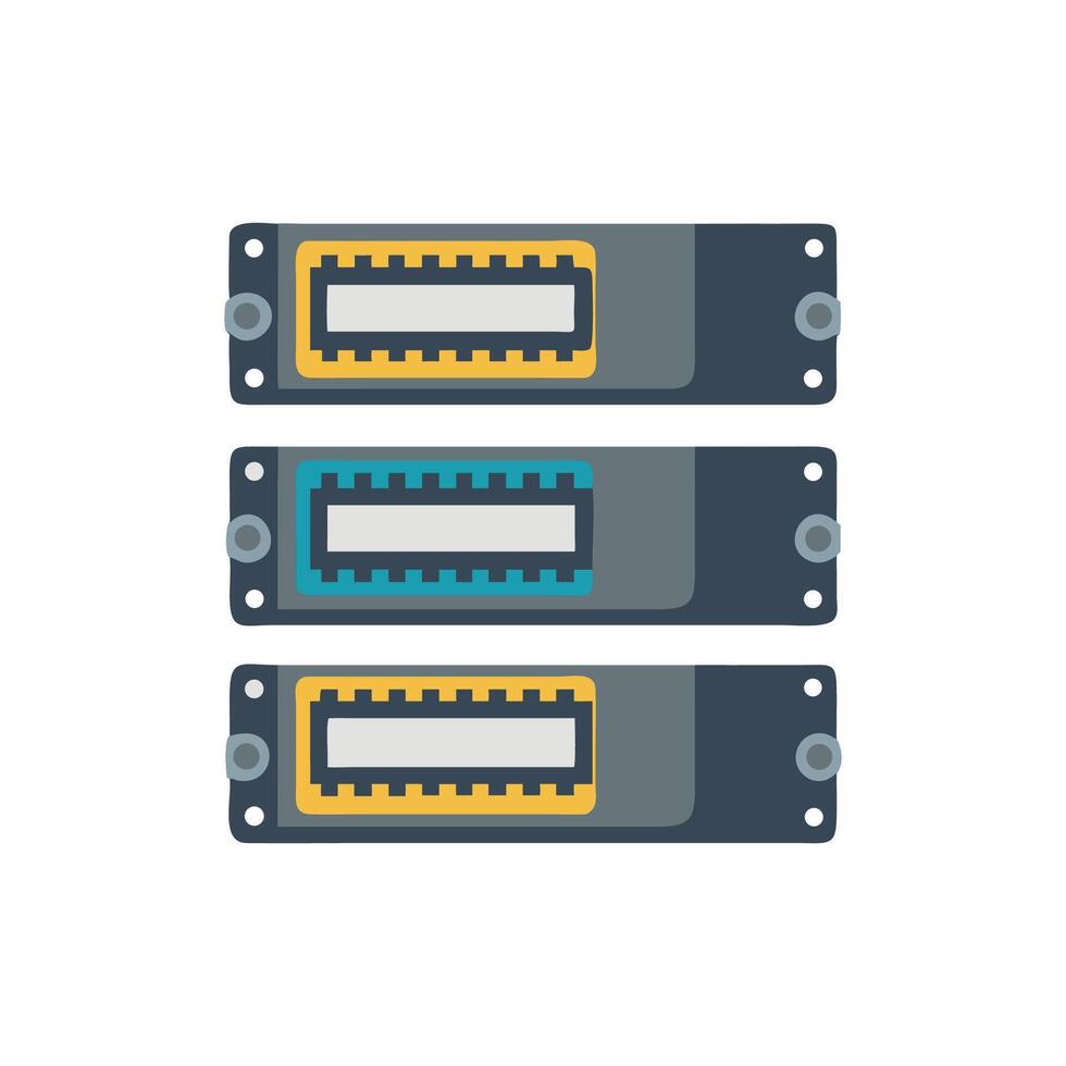 Three computer memory modules isolated on White Background flat style ...