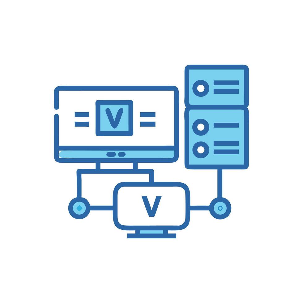 Network configuration diagram with server, computers, and communication lines 65412335 Vector ...