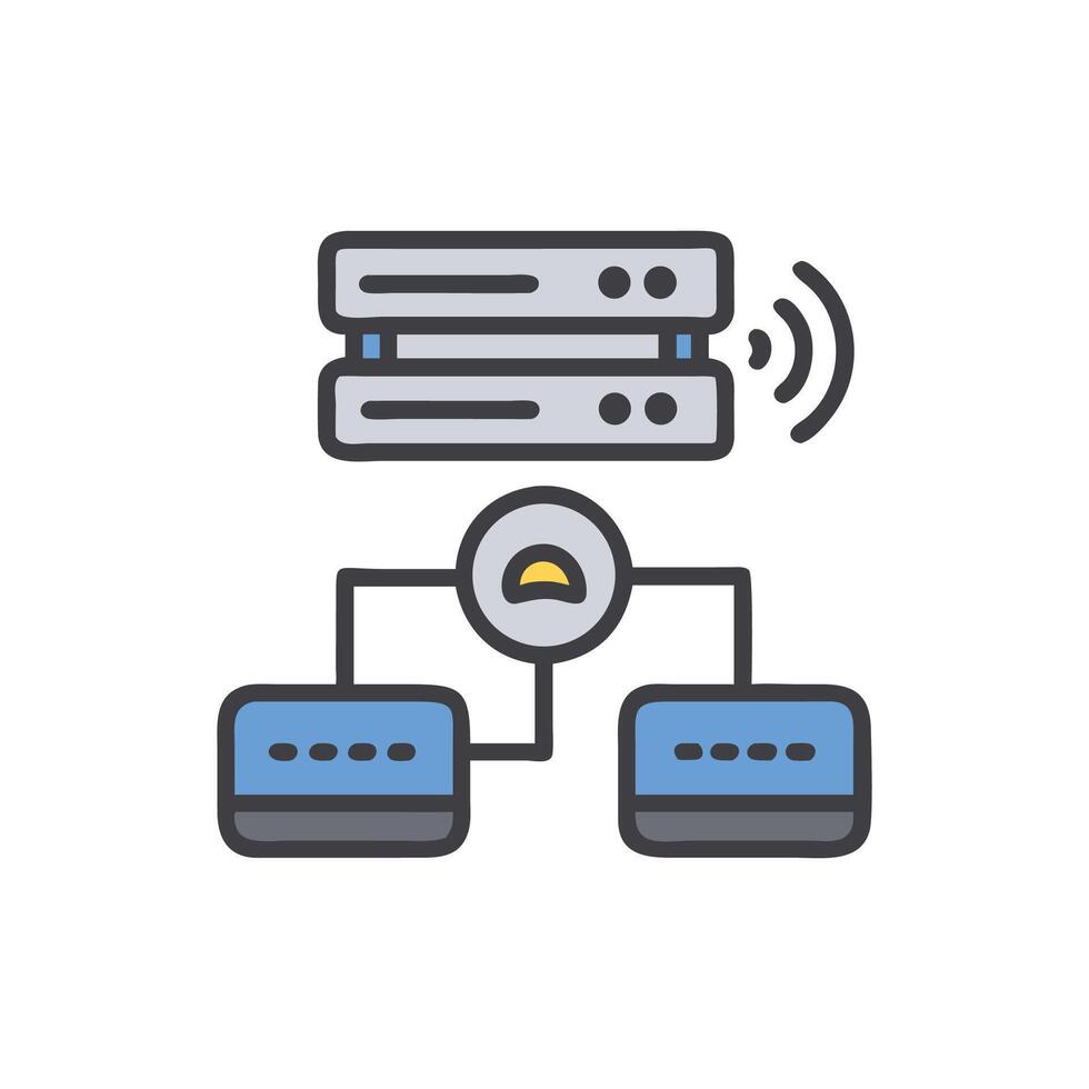 Server Network Connection With Two Nodes In Flat Style 65412338 Vector