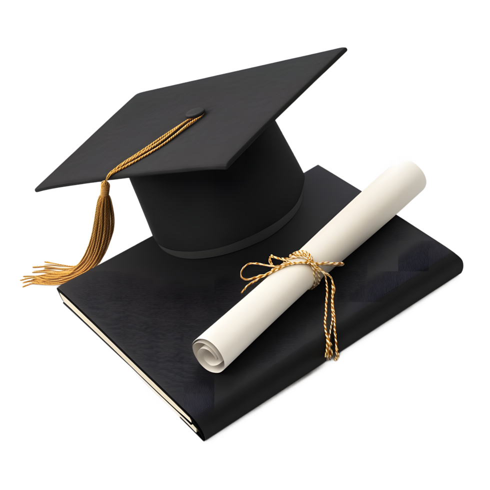 Graduation cap and diploma, symbolizing academic achievement. 65423086 PNG