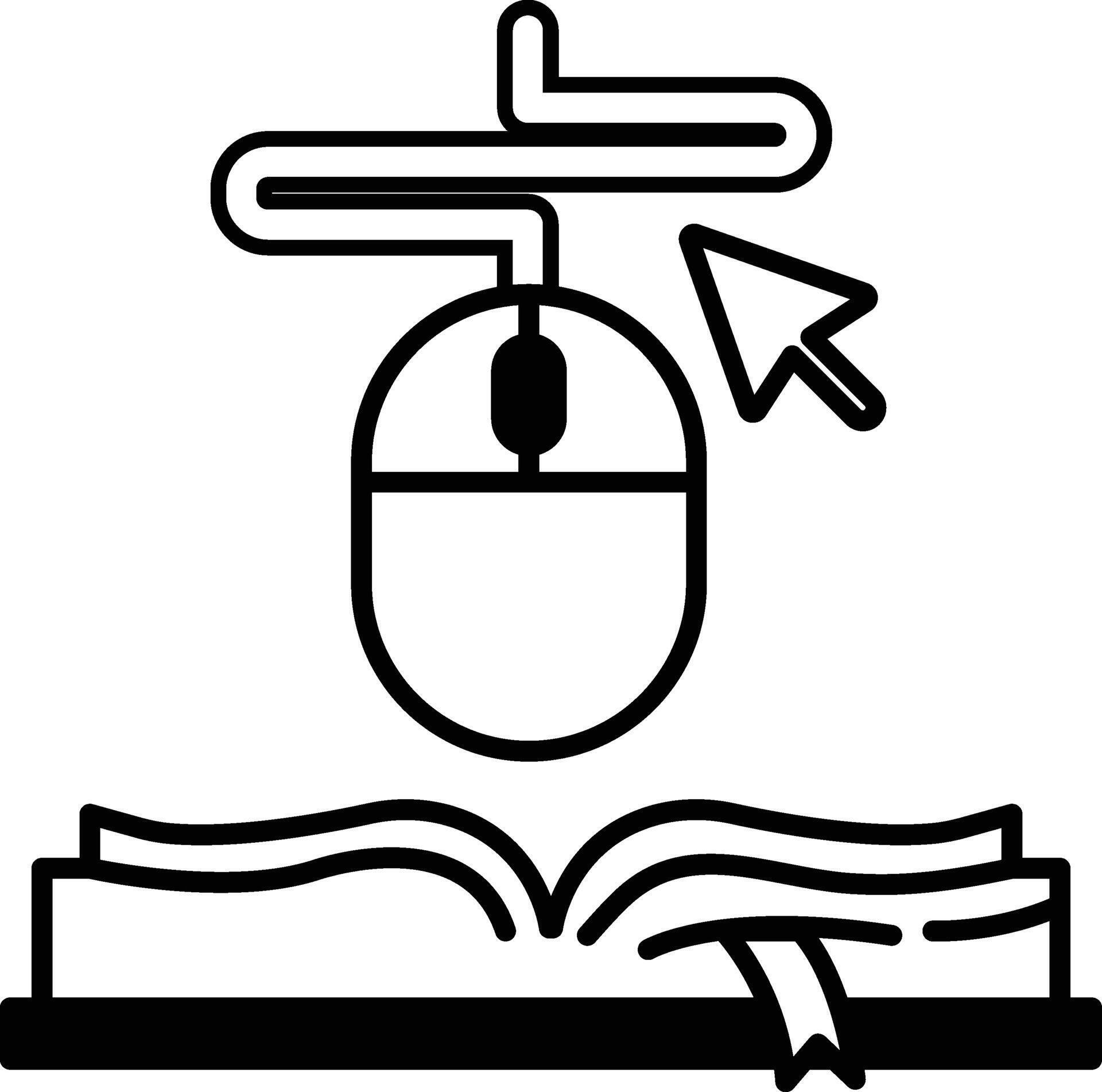 mouse is hovering over an open book with a arrow pointing to the mouse 65439526 Vector Art at ...