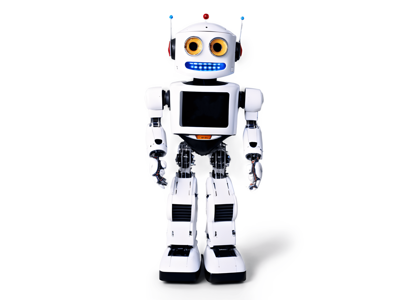 Humanoid robot standing with friendly expression isolated on transparency 65442655 PNG