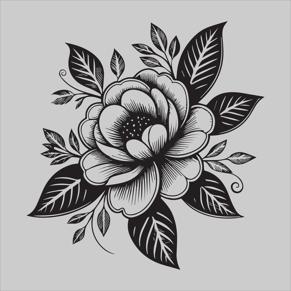 Rose in Linework 65442956 Vector Art at Vecteezy