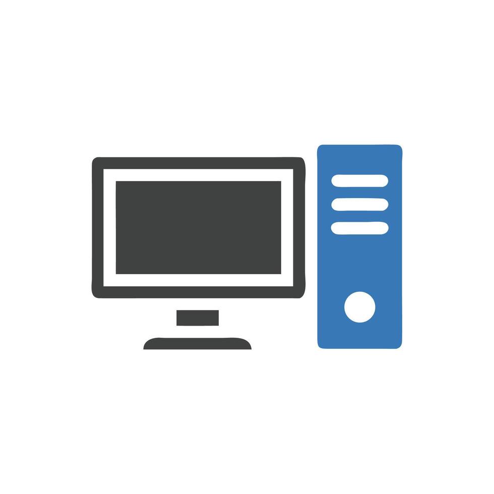 Desktop computer and system unit icon on White Background 65449807 Vector Art at Vecteezy