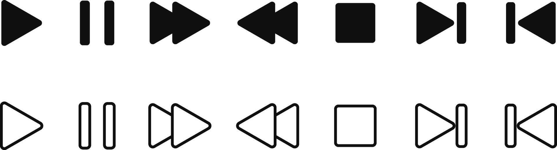 Media player icon set. Play and pause buttons. audio player button. player control symbol ...