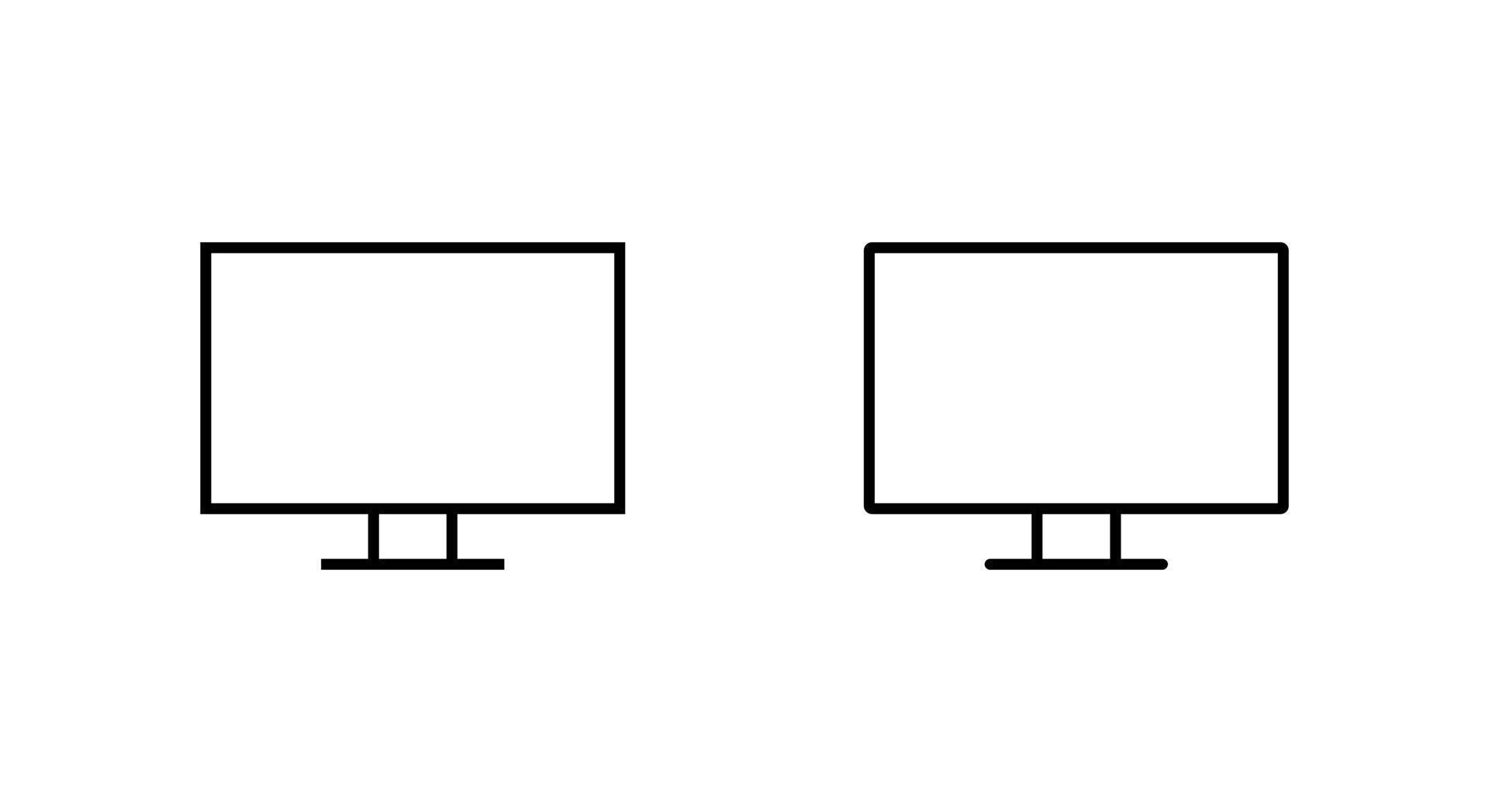 Computer monitor outline icon. Pc screen, desktop display sign symbol ...