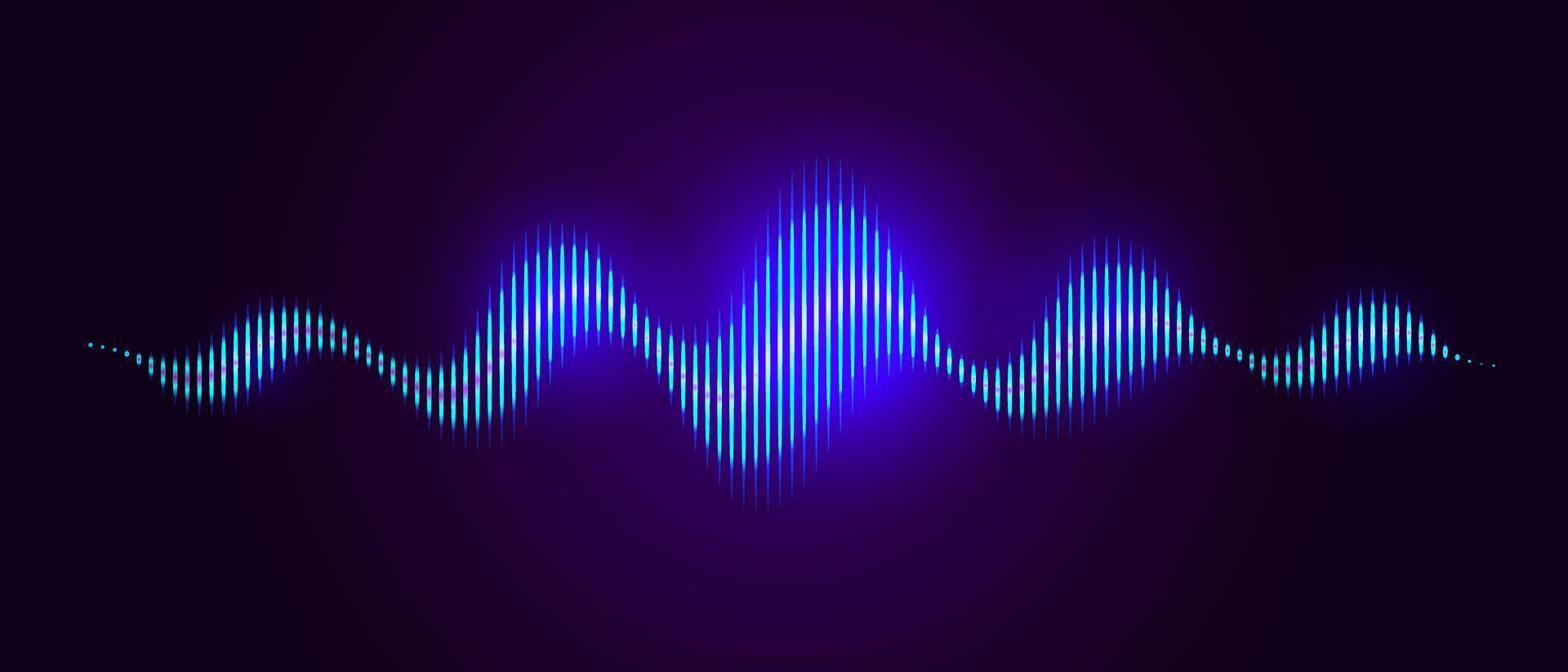 Blue Neon Sound Wave On Dark Background Ai Voice Assistant