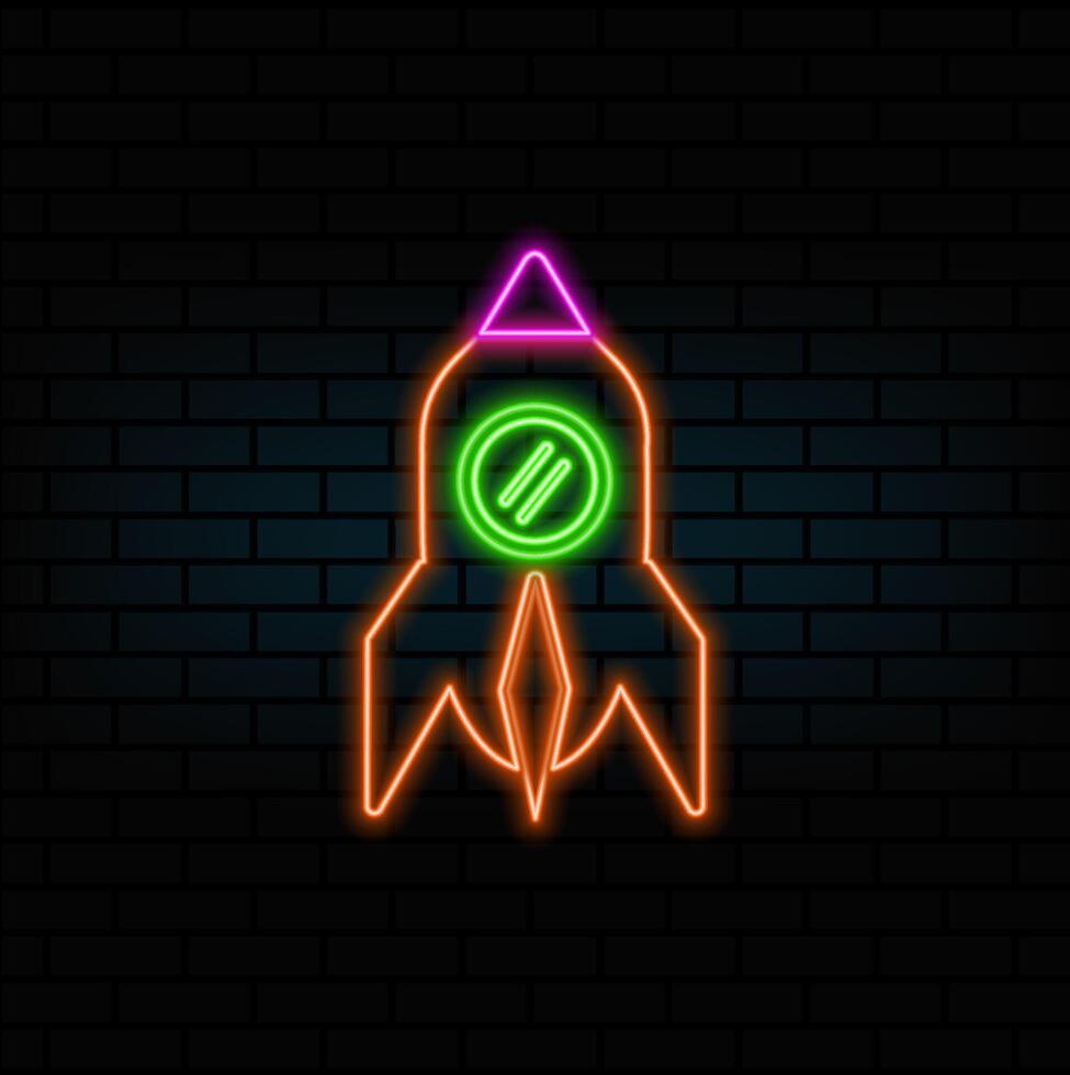 neon style.rocket launch into space. rocket launch icon for startup business symbol. 65493159 ...