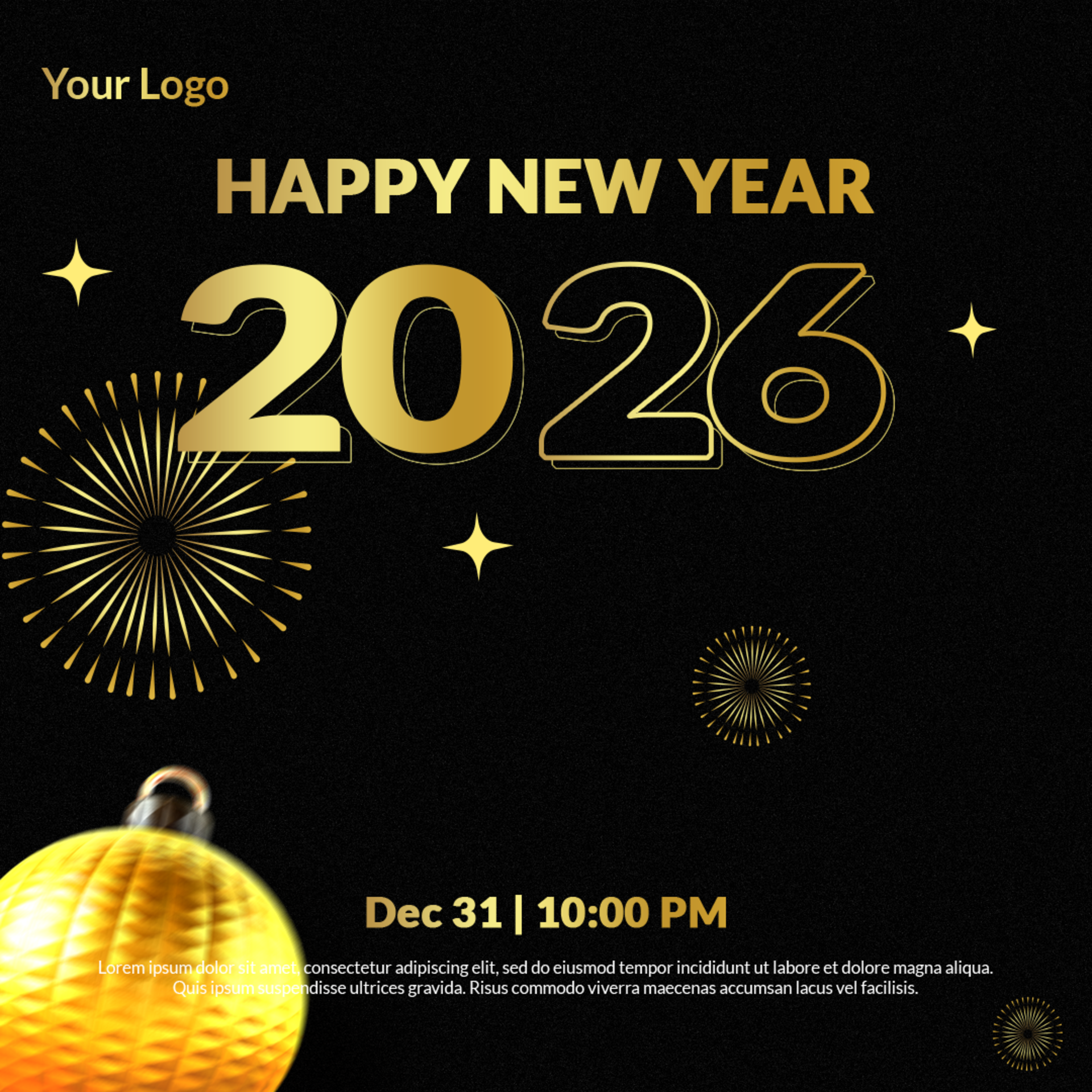 d'or Nouveau année fête 2026 invitation 65541363 PSD