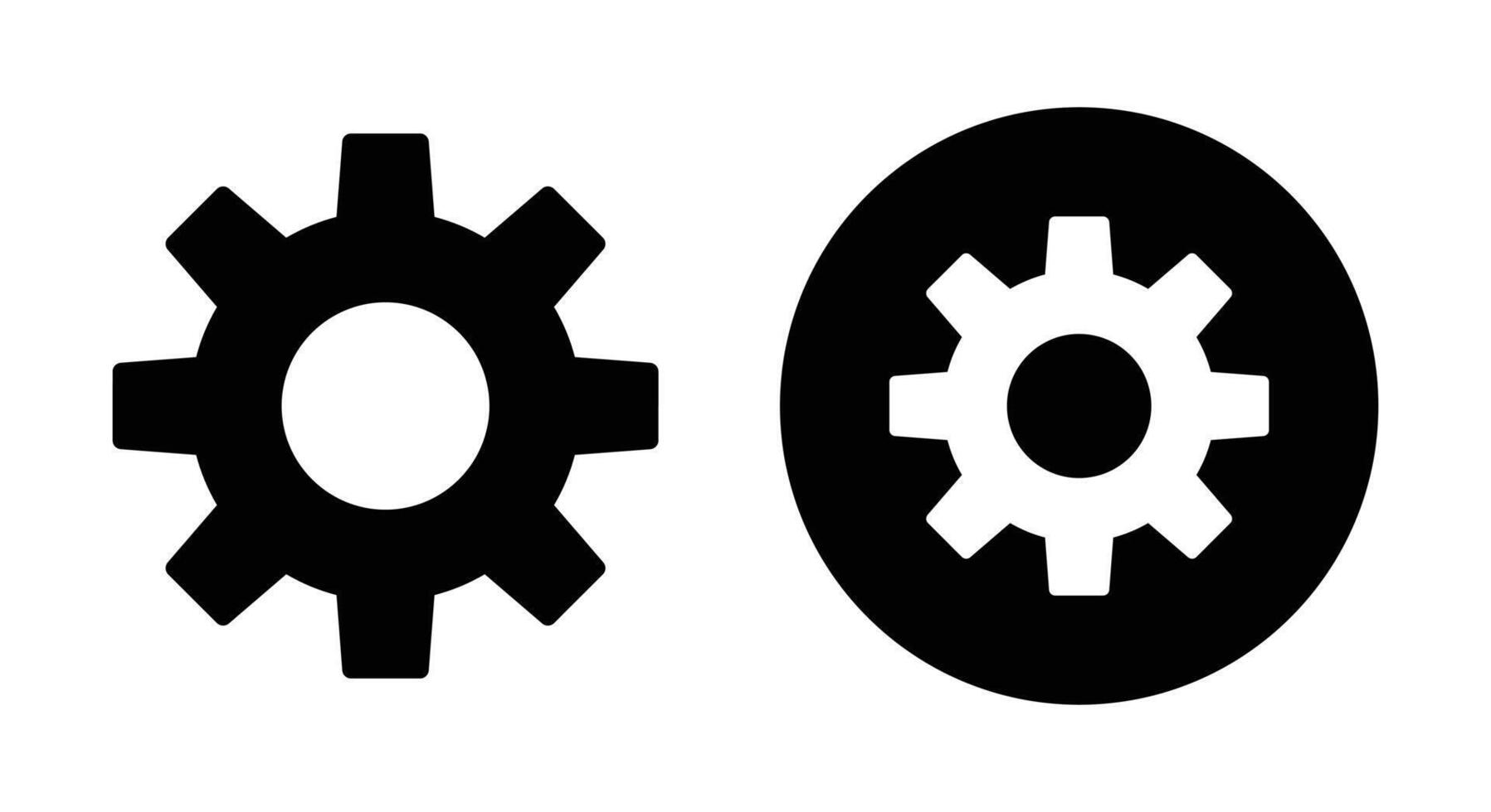 Simple black and white gear icons. one standalone, one inside a circle. Perfect for settings ...