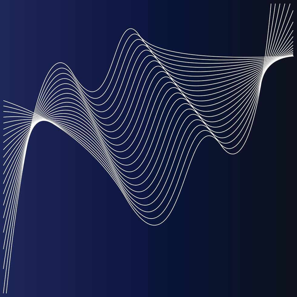 Abstract Waveform Design With White Lines On A Dark Blue Gradient