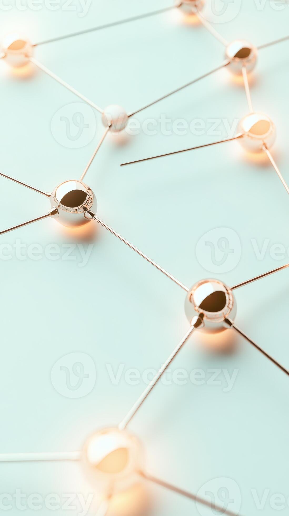 Connected Spheres And Lines Forming A Network On Light Blue Surface Representing Neural Networks