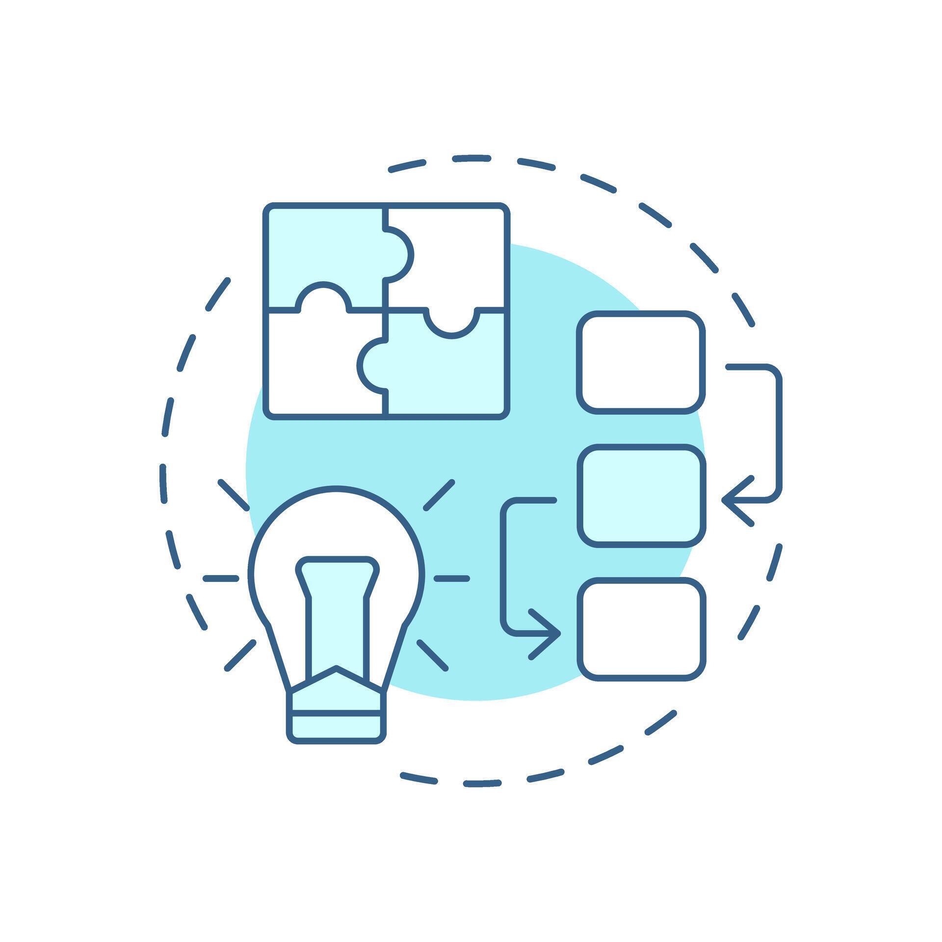 FAST diagram soft blue concept icon. Function analysis system technique ...