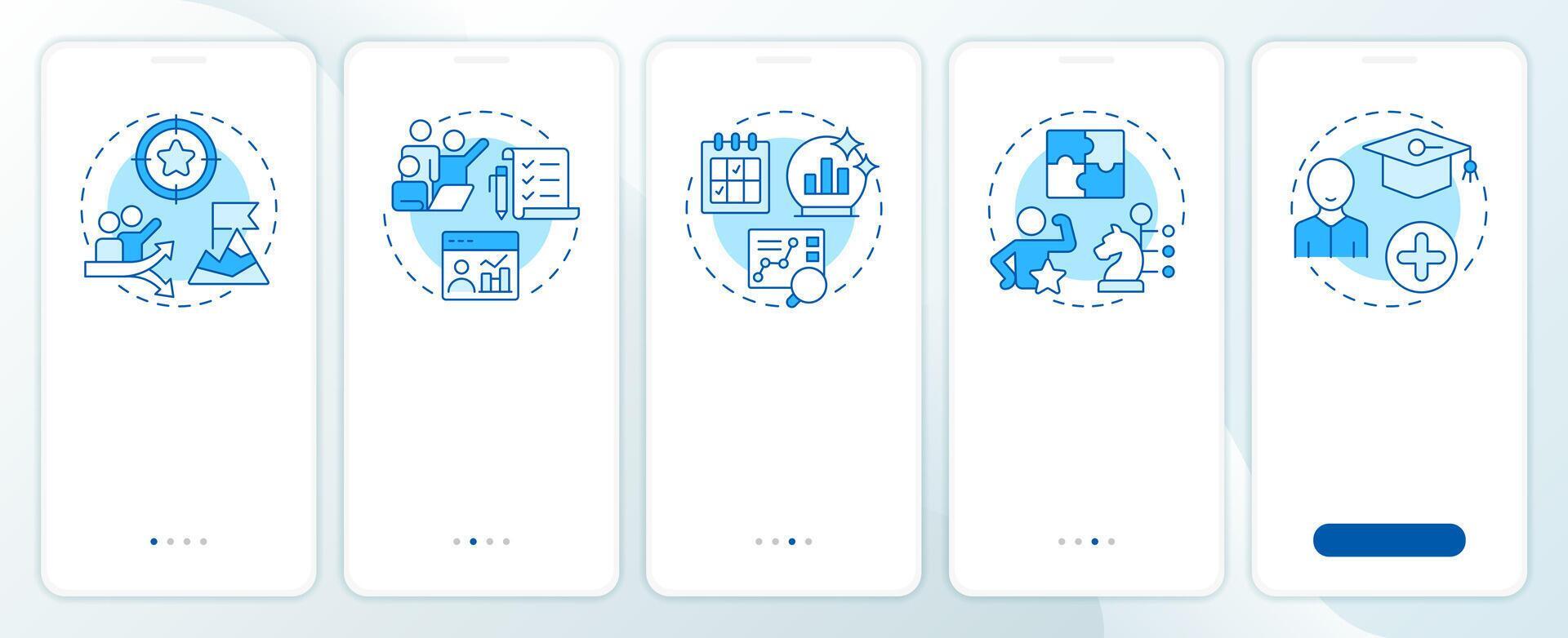 Workforce Forecasting Blue Onboarding Mobile App Screen Hr Strategy Walkthrough 5 Steps
