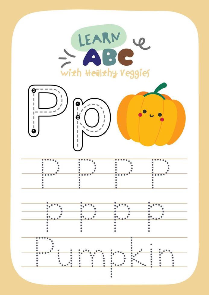 Vegetable themed tracing worksheet for children to improve handwriting ...