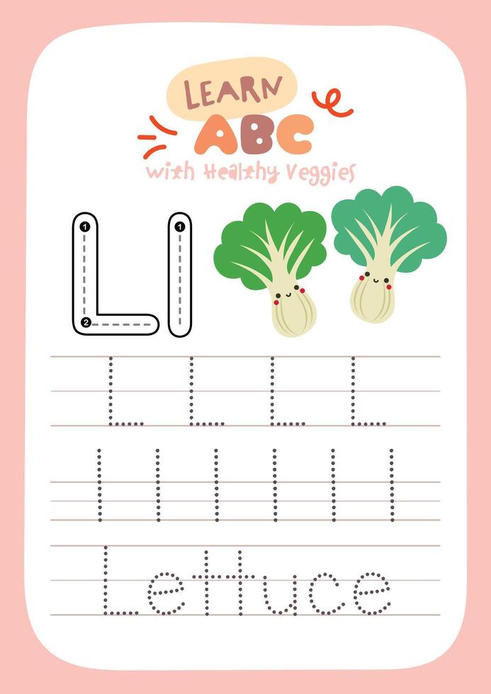 Tracing worksheet with healthy vegetable illustrations to support kids ...