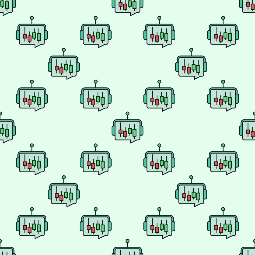 Ai Cryptocurrency Trading Bot With Candlestick Chart Colored Seamless Pattern Or Backgorund