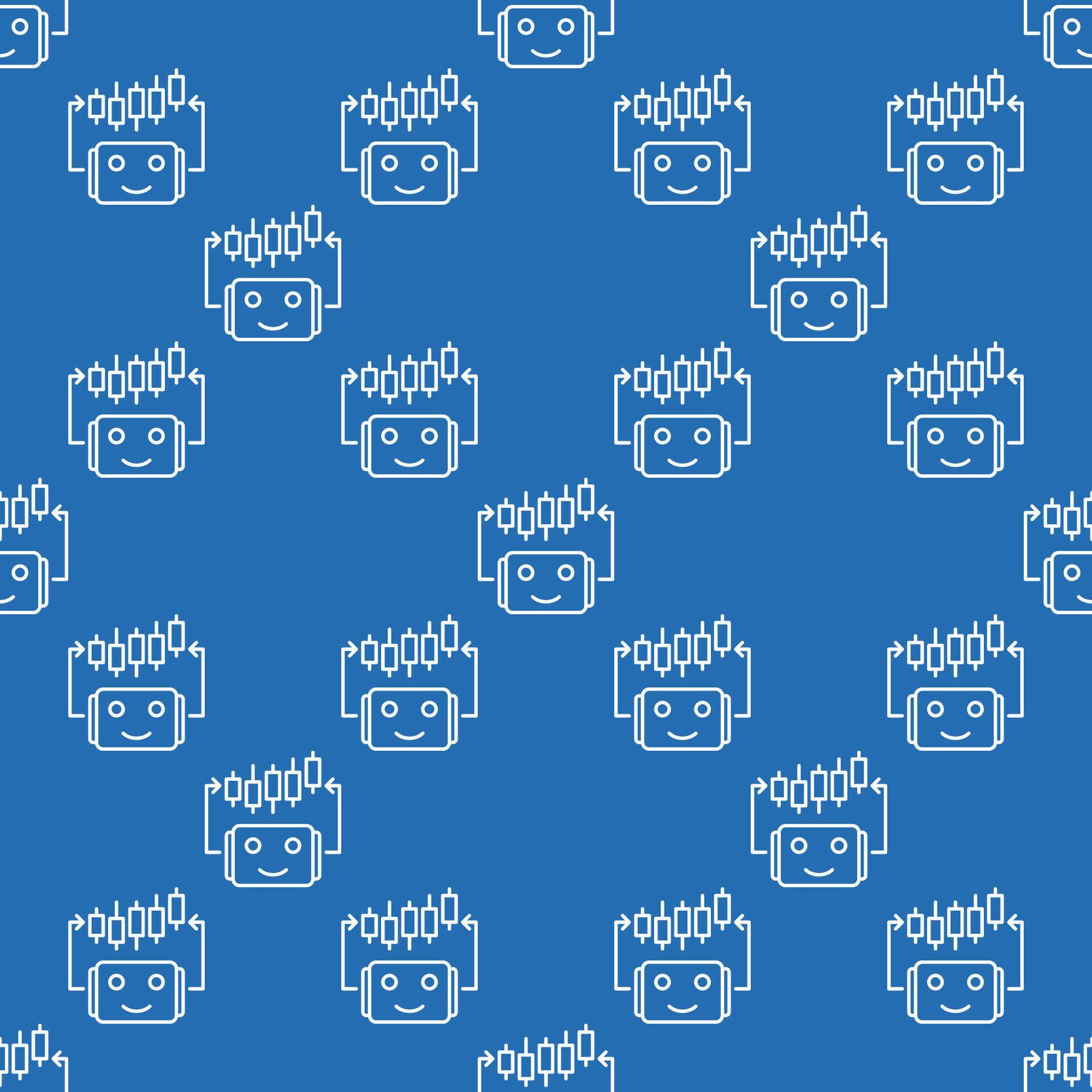 Automated Crypto Trading Bot With Candlestick Chart Seamless Pattern In Outline Style 65650804