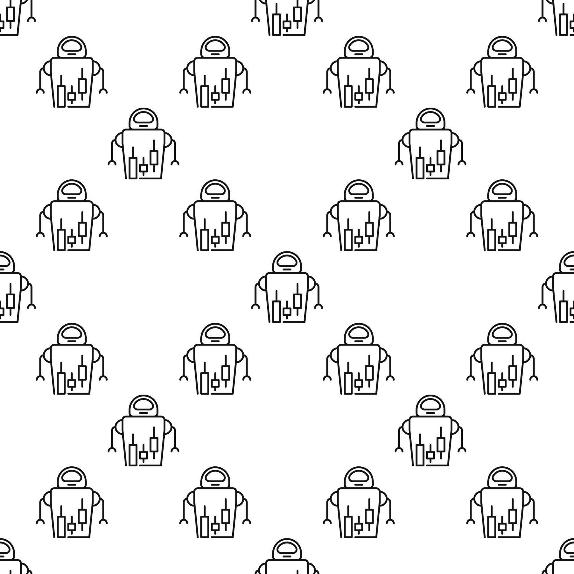 Automated Robot Trader Stock And Crypto Trading Bot Linear Seamless Pattern 65650813 Vector Art
