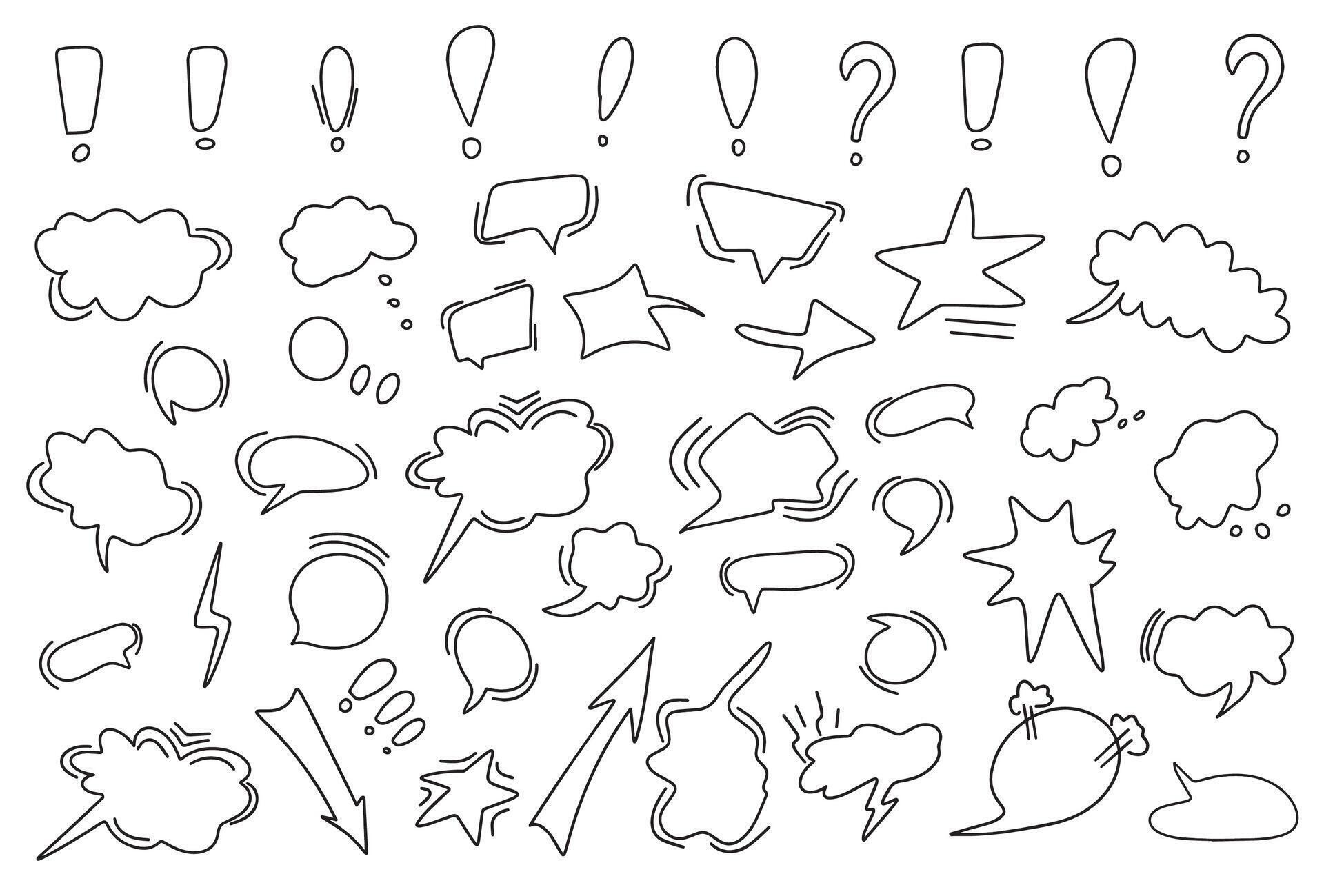 Huge set of dialog boxes, hand drawn variants of different shapes ...