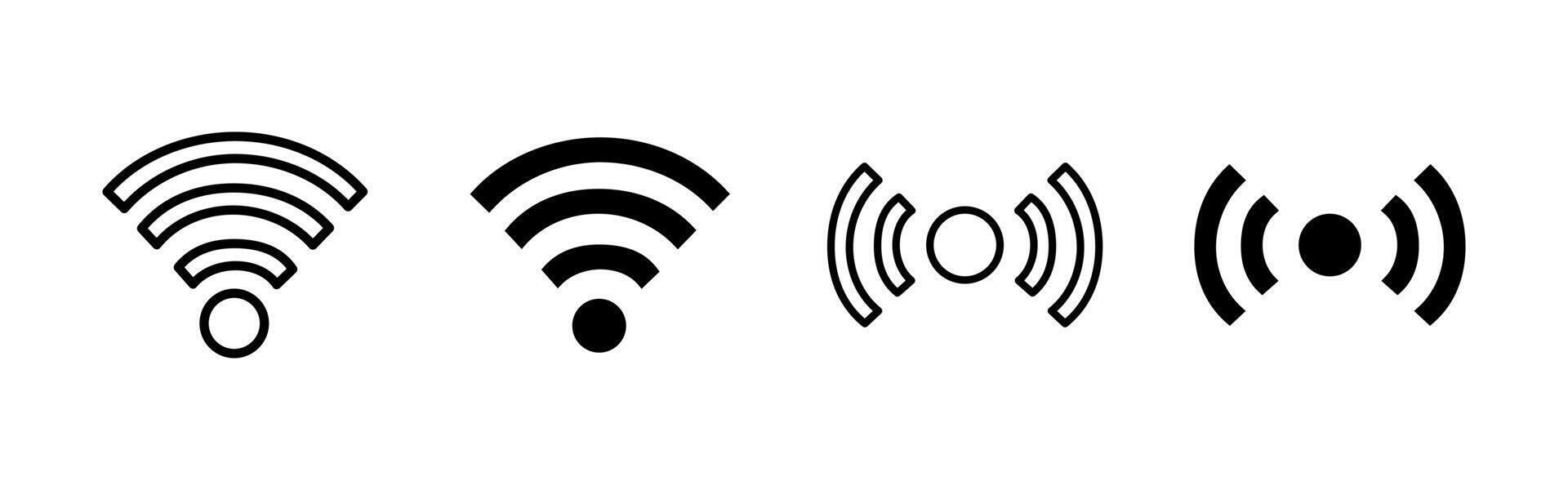 Wi-Fi signal icon. Wireless internet connection symbol with radiating waves. Network ...