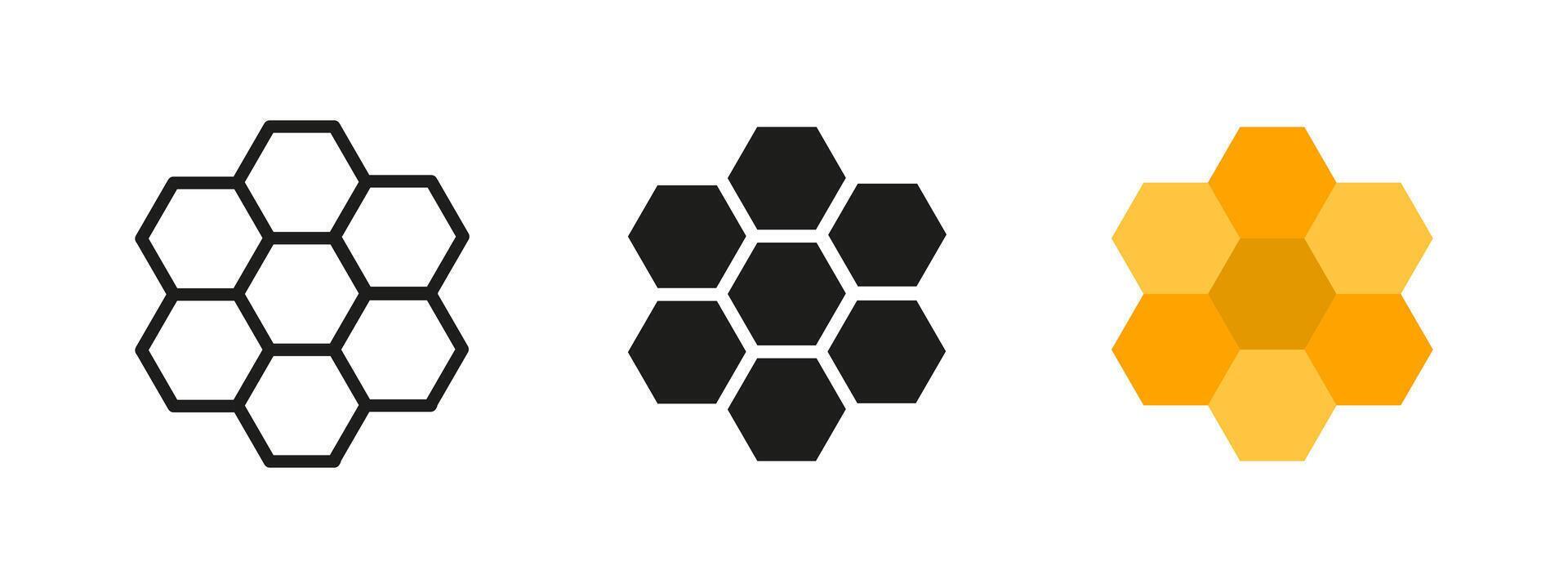 Honeycomb icon. Geometric hexagon structure illustration. Beehive pattern symbol representing ...