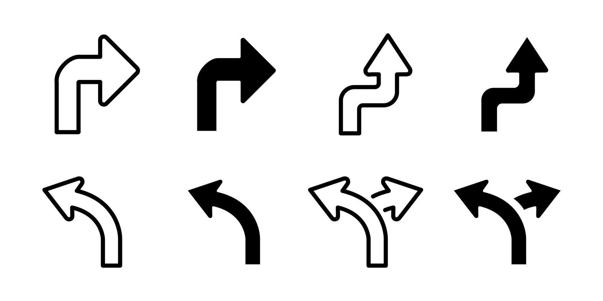 Turn arrow icon. Directional path illustration. Navigation pointer and route symbol. Road ...