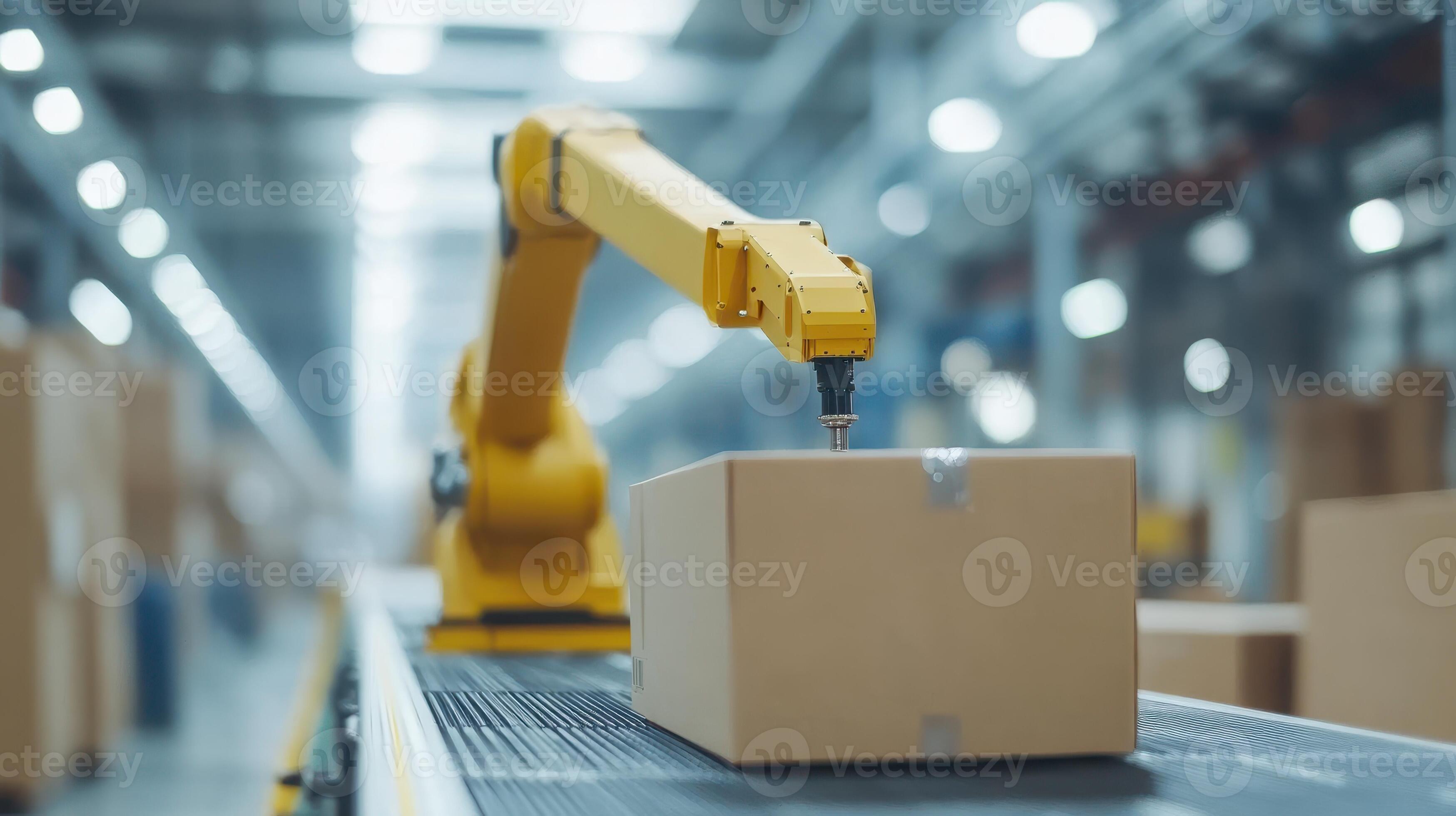 Automated Efficiency Robotic Arm Handling Packages in a Modern Distribution Center 65663695 ...