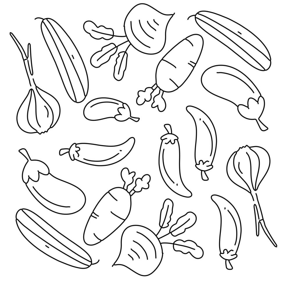 Fresh Vegetable Doodles with Cute Organic Shapes 65670031 Vector Art at ...