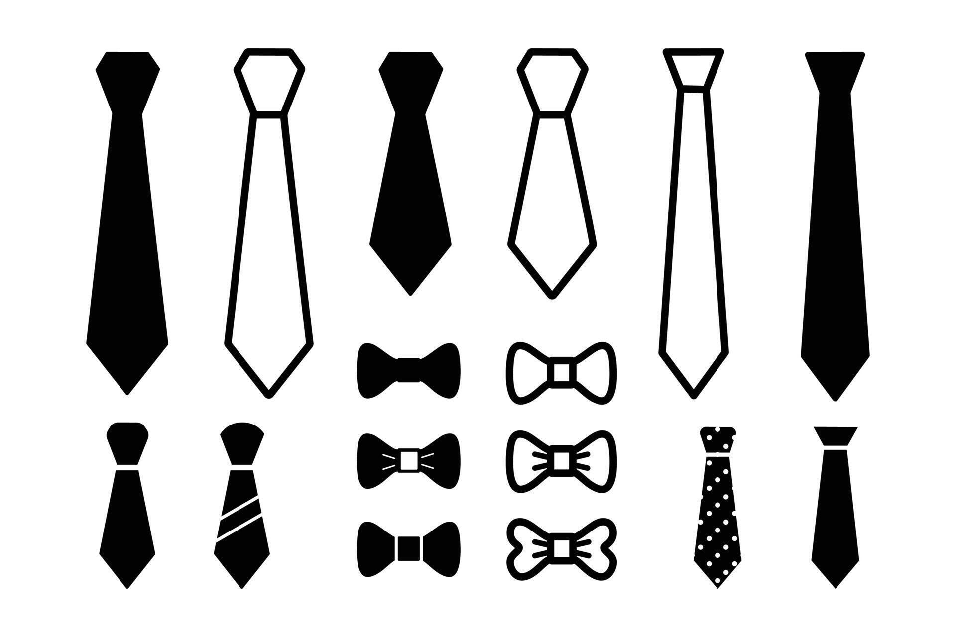 Assortment of various ties and bowties displayed as black and white ...