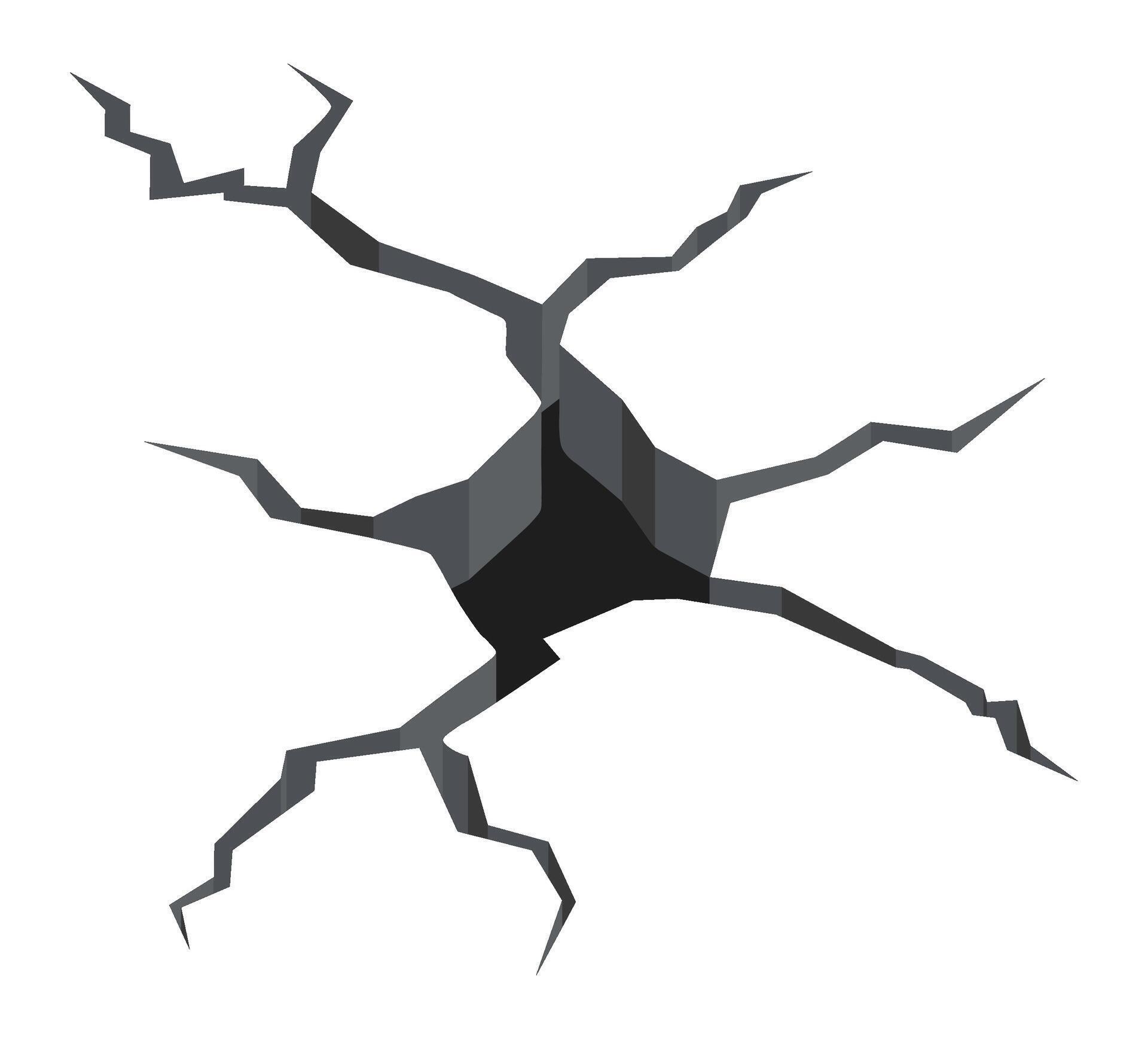 Large Crack Splitting White Surface Creating Hole Representing Concepts Such As Earthquake