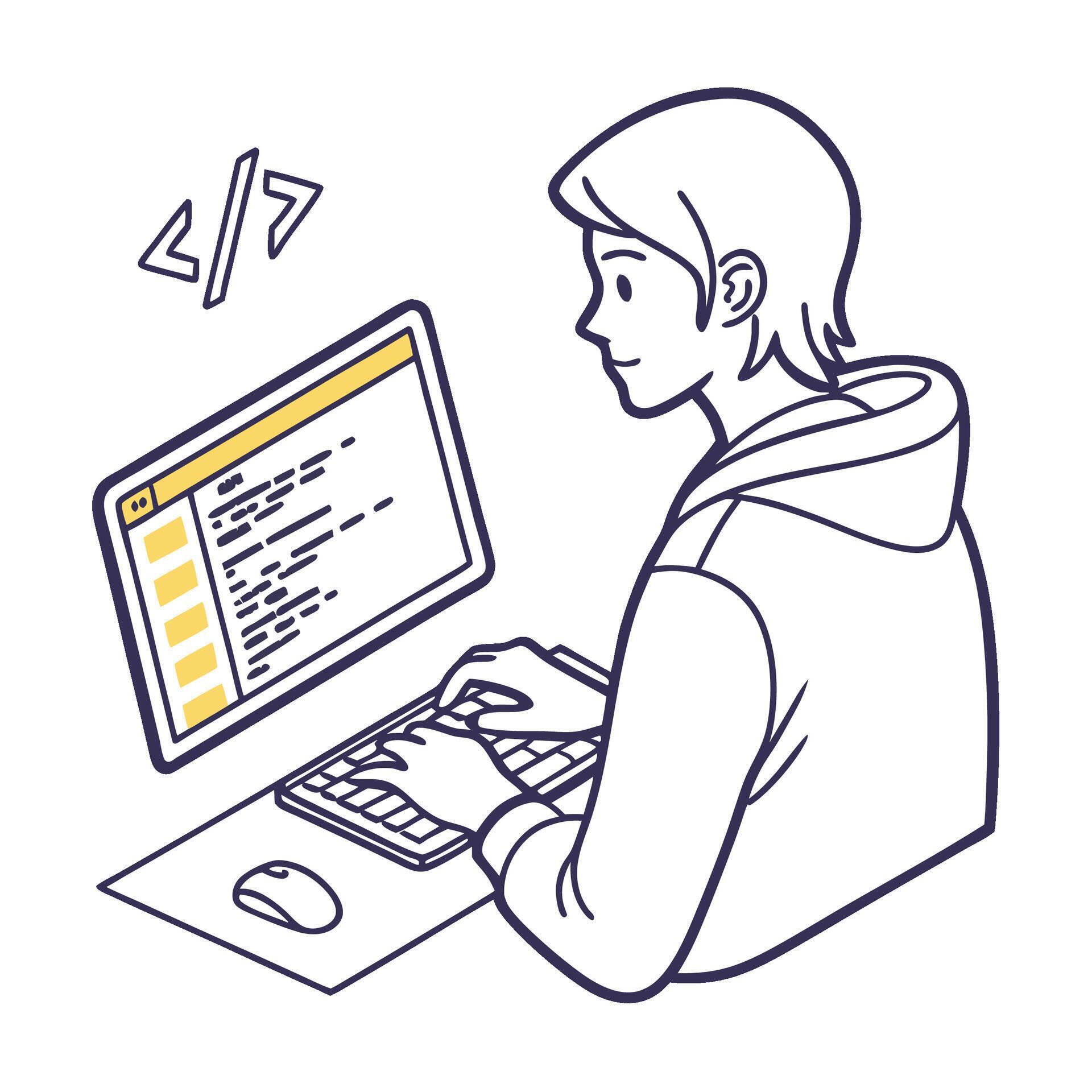 Person Coding on a Computer 65686204 Vector Art at Vecteezy