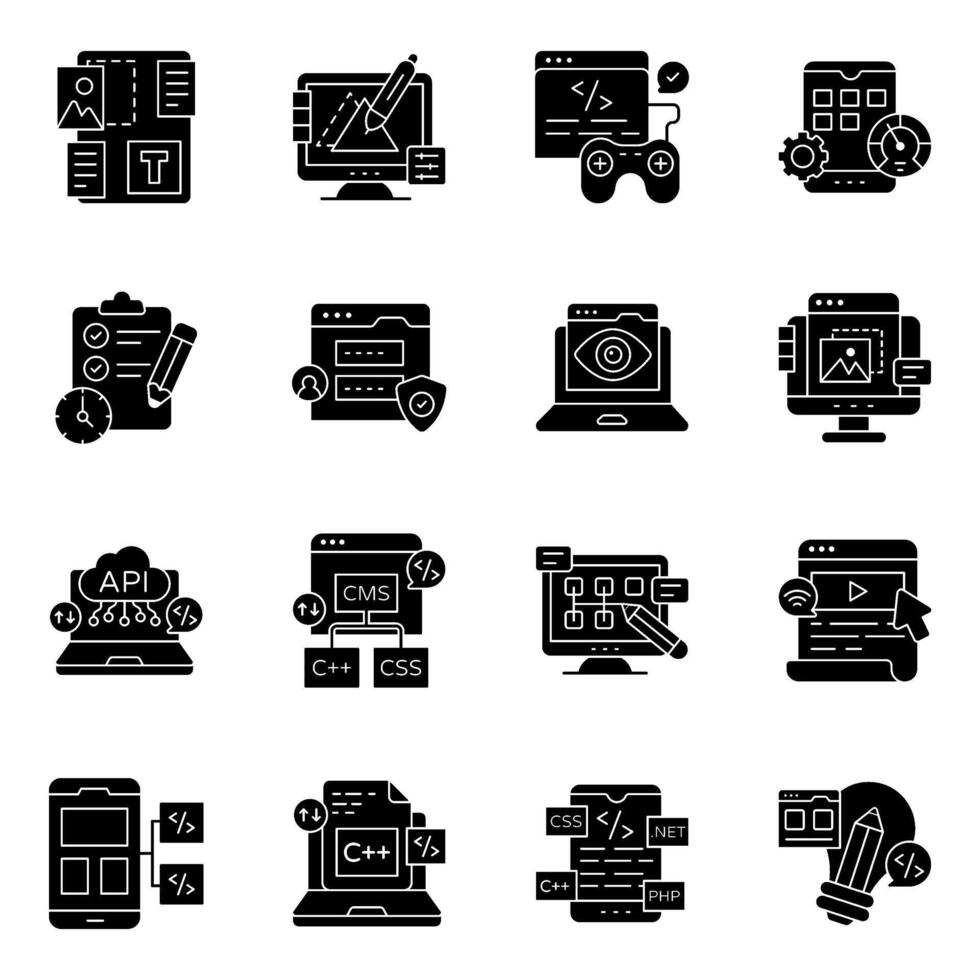 Set of Programming solid style Icons 65687204 Vector Art at Vecteezy