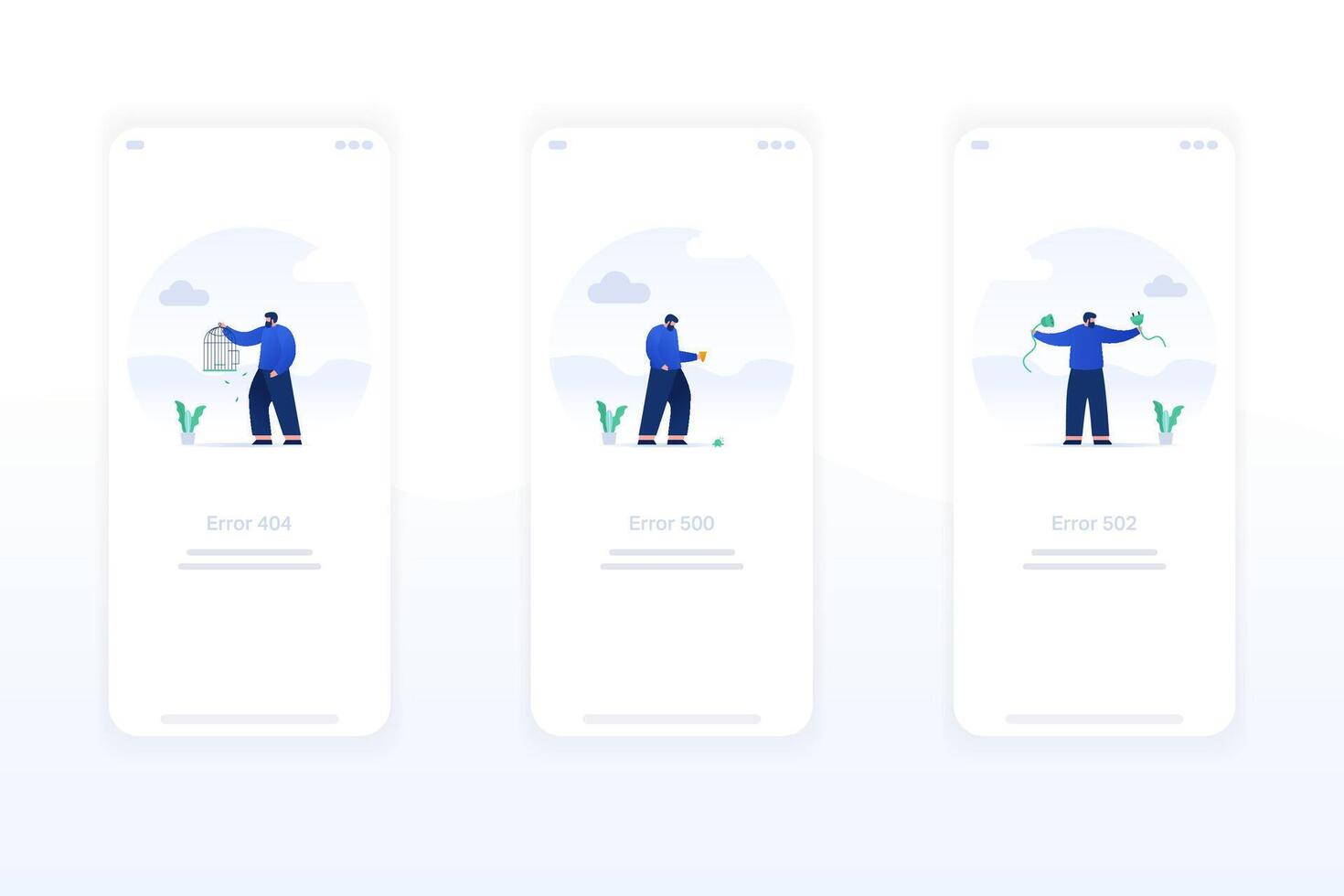 Minimalist illustrations for common error pages and exceptions in clean ...