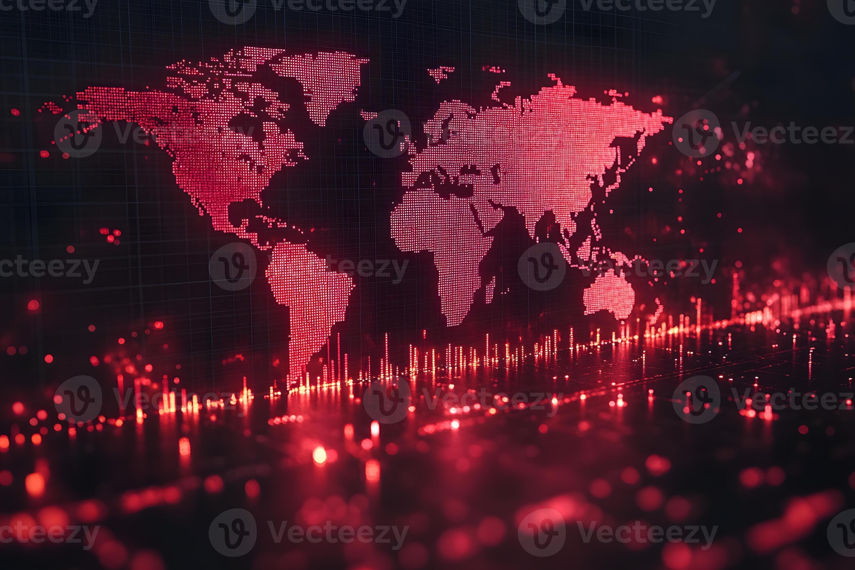 Global Data Visualization Concept with Digital Red World Map for ...